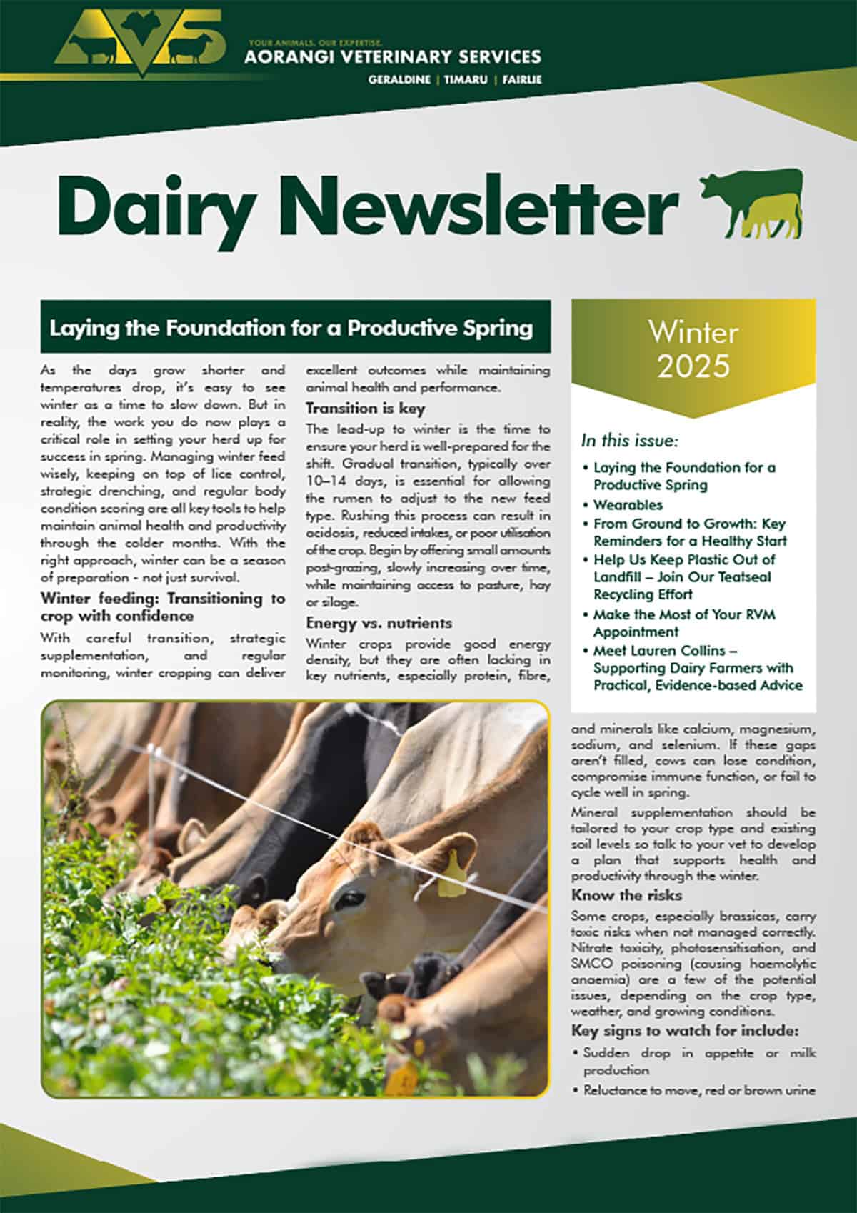 Dairy Winter Newsletter 2025 - Aorangi Vet Services